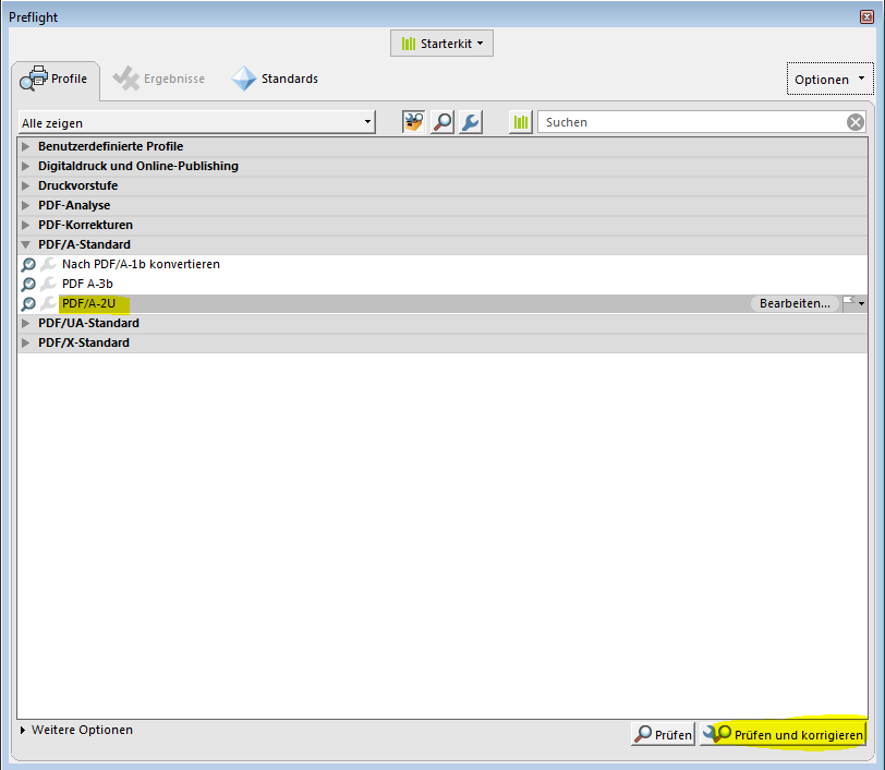 PDF/A 3A, 2A oder 1A ins PDF/A-1U, 2U oder 3U konvertieren